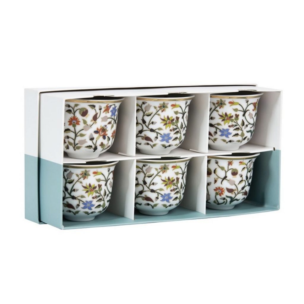 Gift Box of 6 Majestic Arabic Coffee Cups - Plum.ae