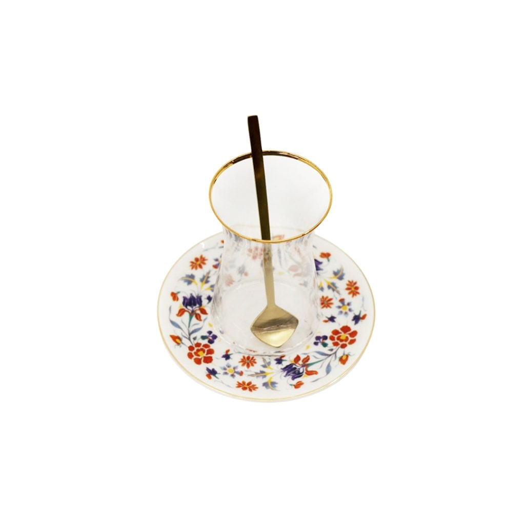 Set Of 6 Tri Platinum Arabic Coffee Cups - Plum.ae